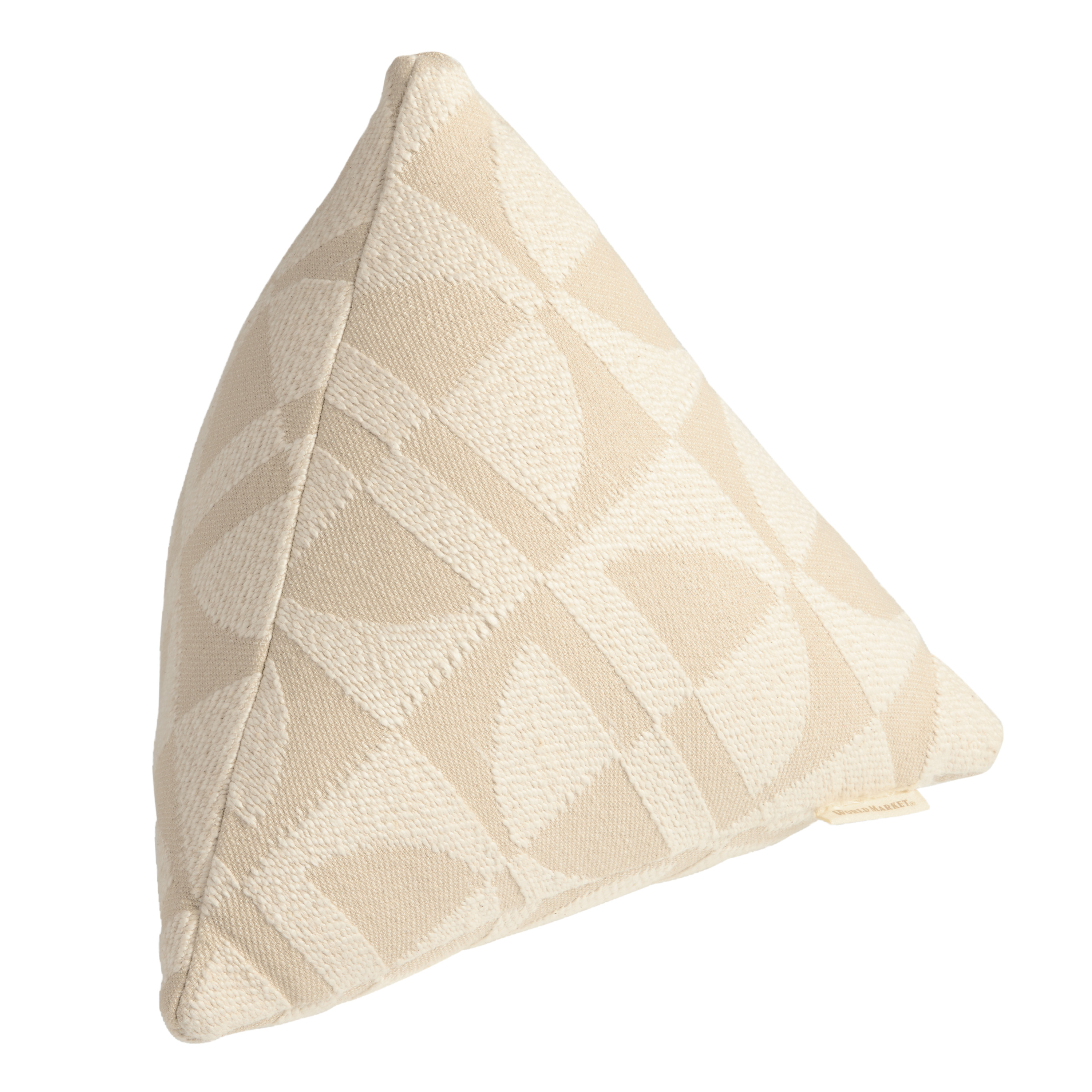 Ivory Abstract Geo Jacquard Pyramid Shaped Throw Pillow - World Market