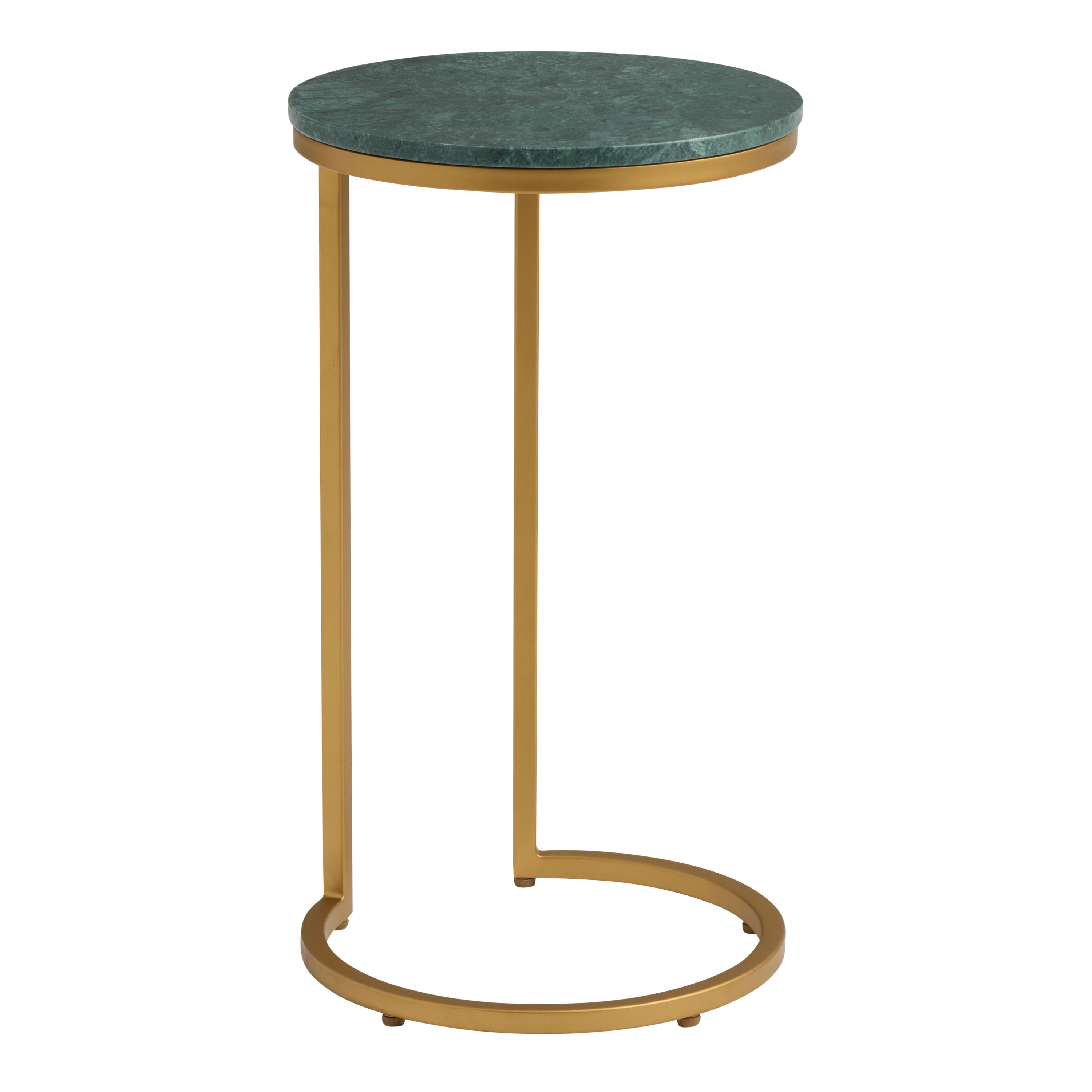 Baylor Marble Top and Gold Metal C Shaped Side Table - World Market