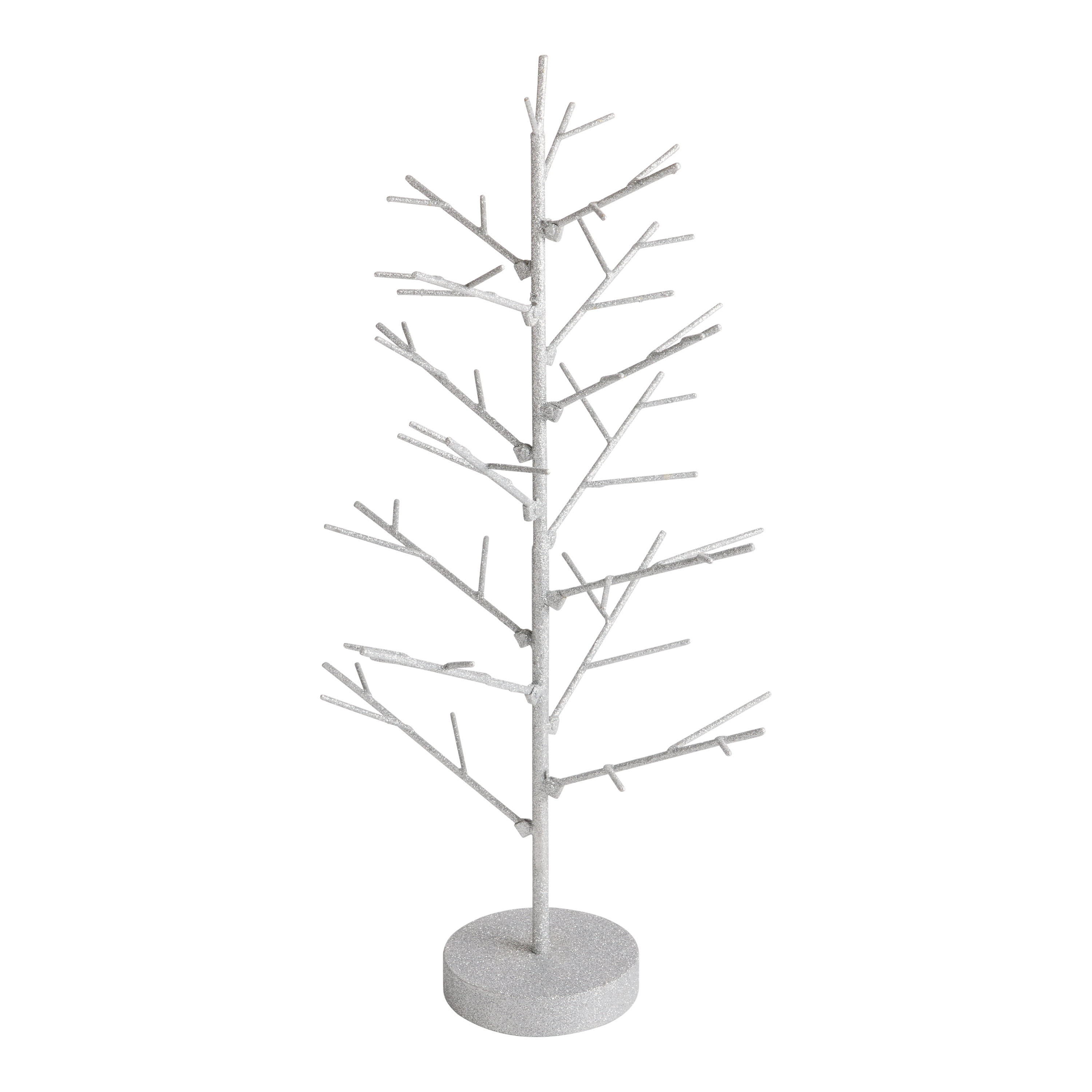 Glittered Silver Metal Tabletop Tree Decor - World Market