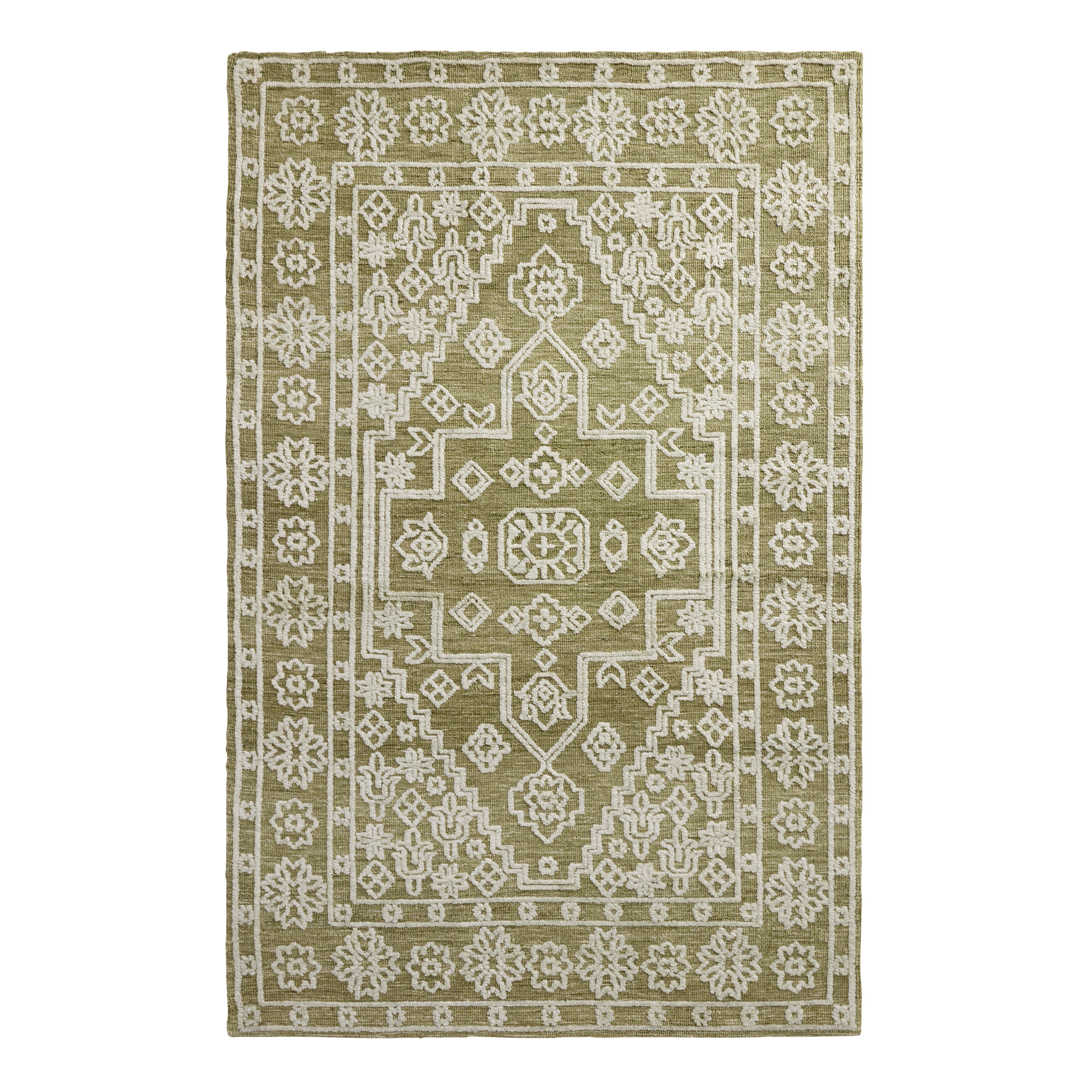 Quincy Two Tone Green Knitted Traditional Style Area Rug - World Market