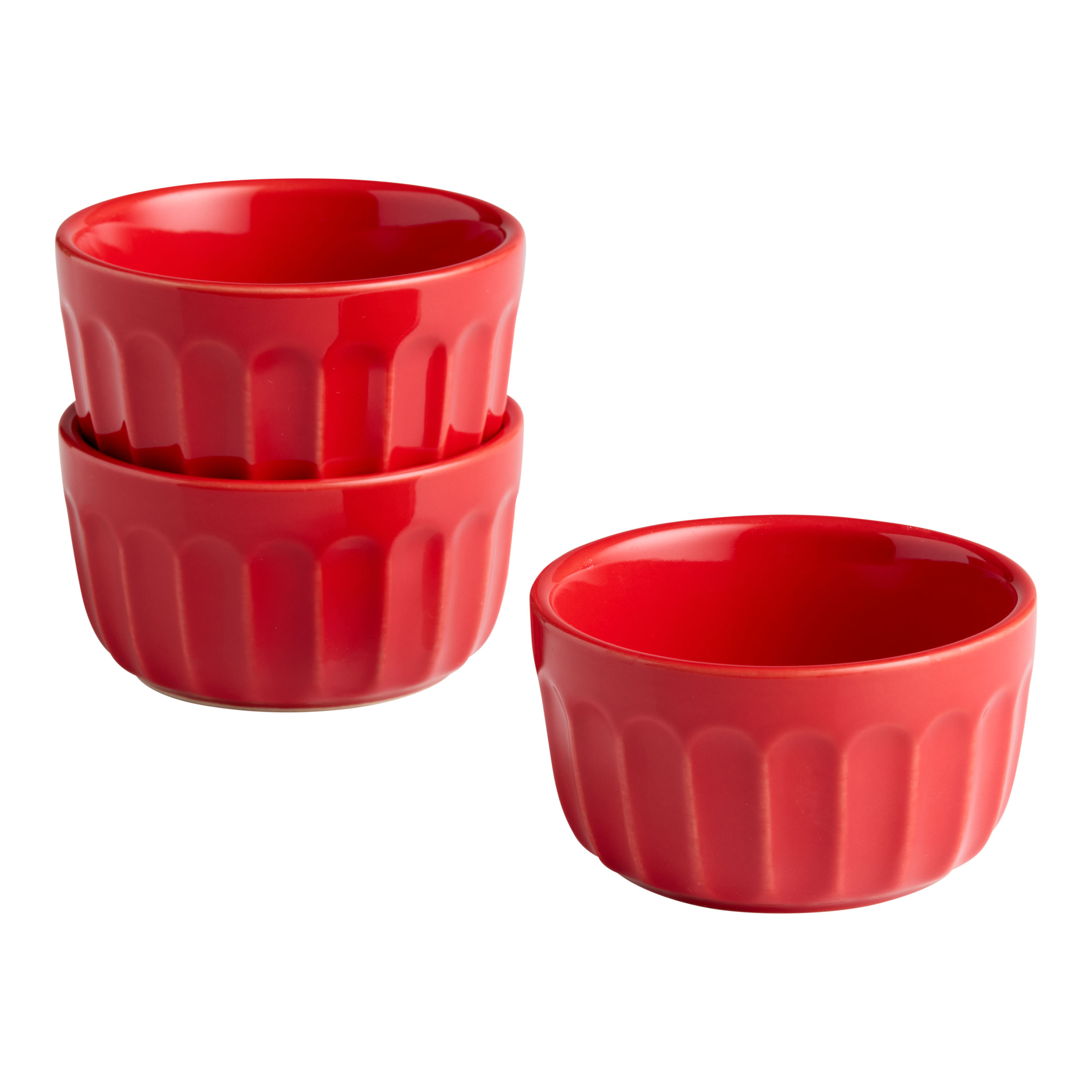 Holiday Hues Ceramic Fluted Ramekin 3 Pack - World Market