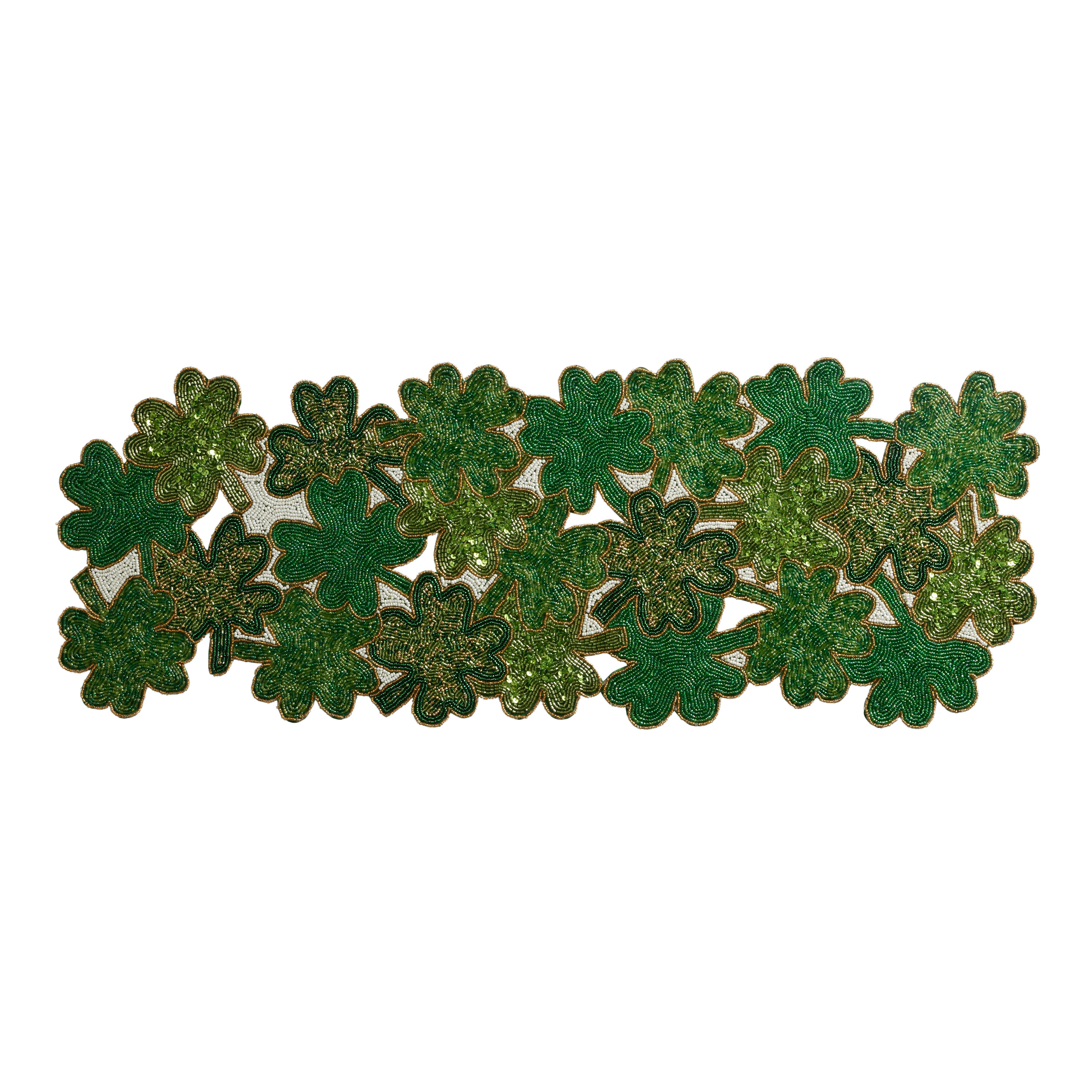 Green Shamrock Beaded Table Runner - World Market