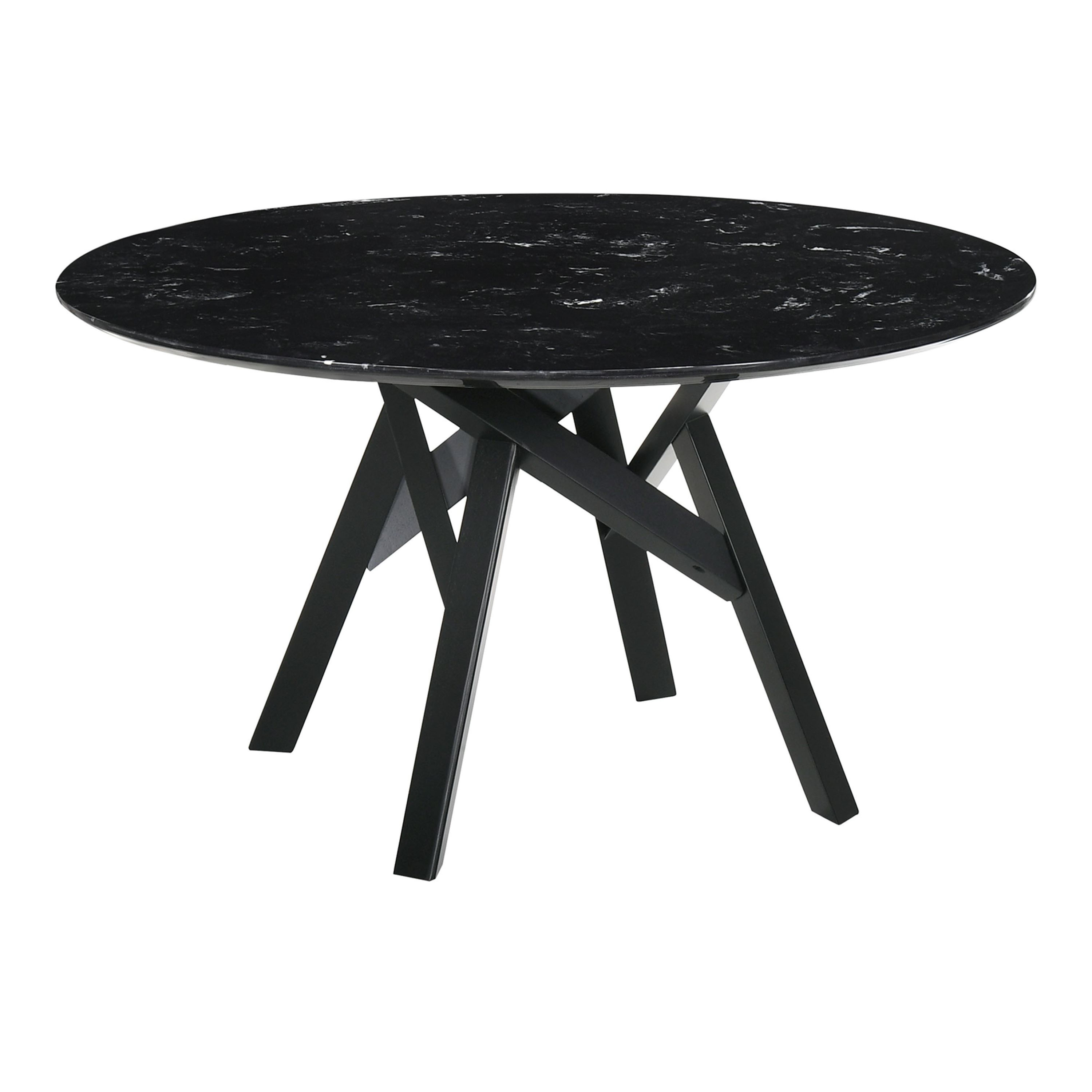 Edor Round Black Faux Marble and Wood Dining Table - World Market