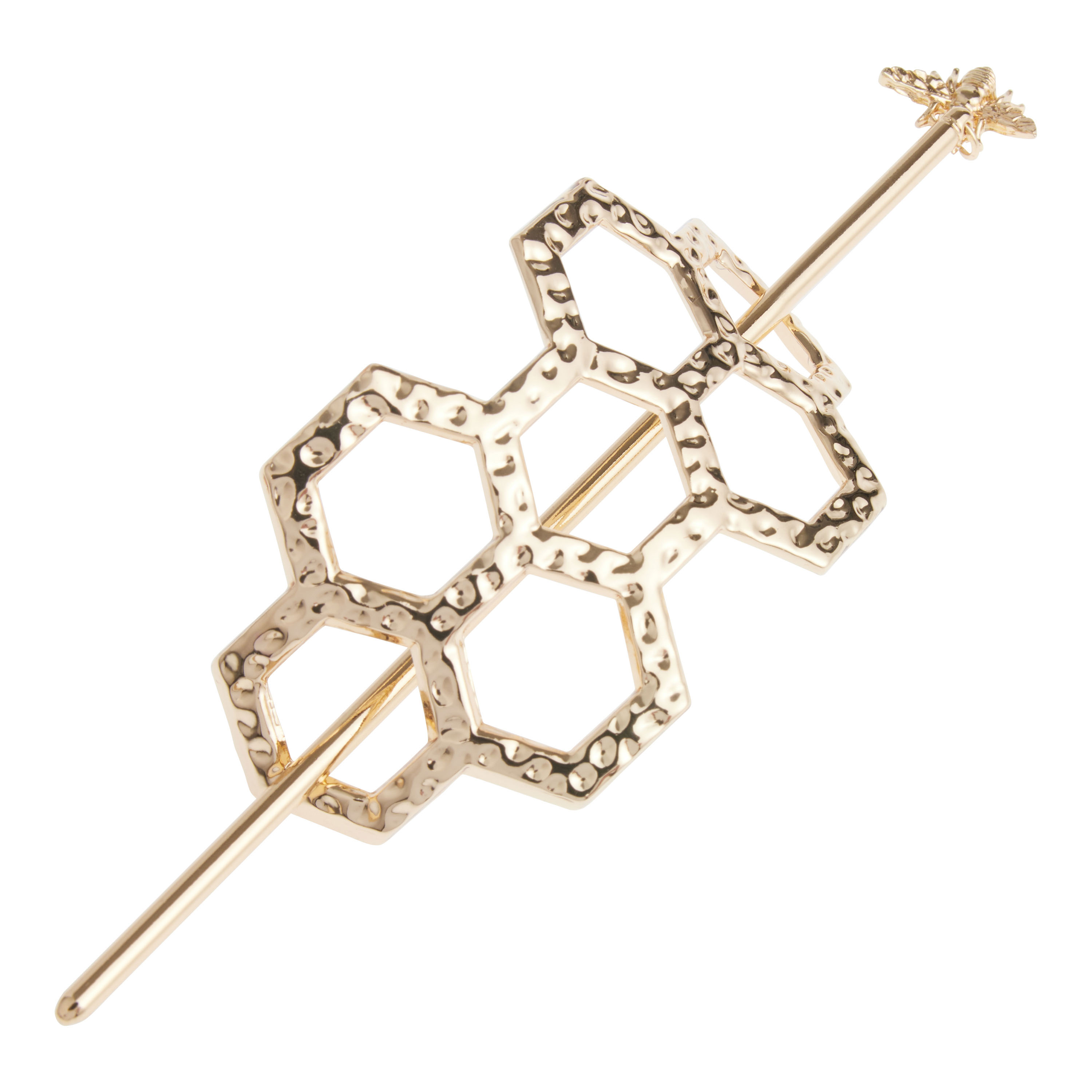 Gold Honeycomb and Bee Bun Pin - World Market