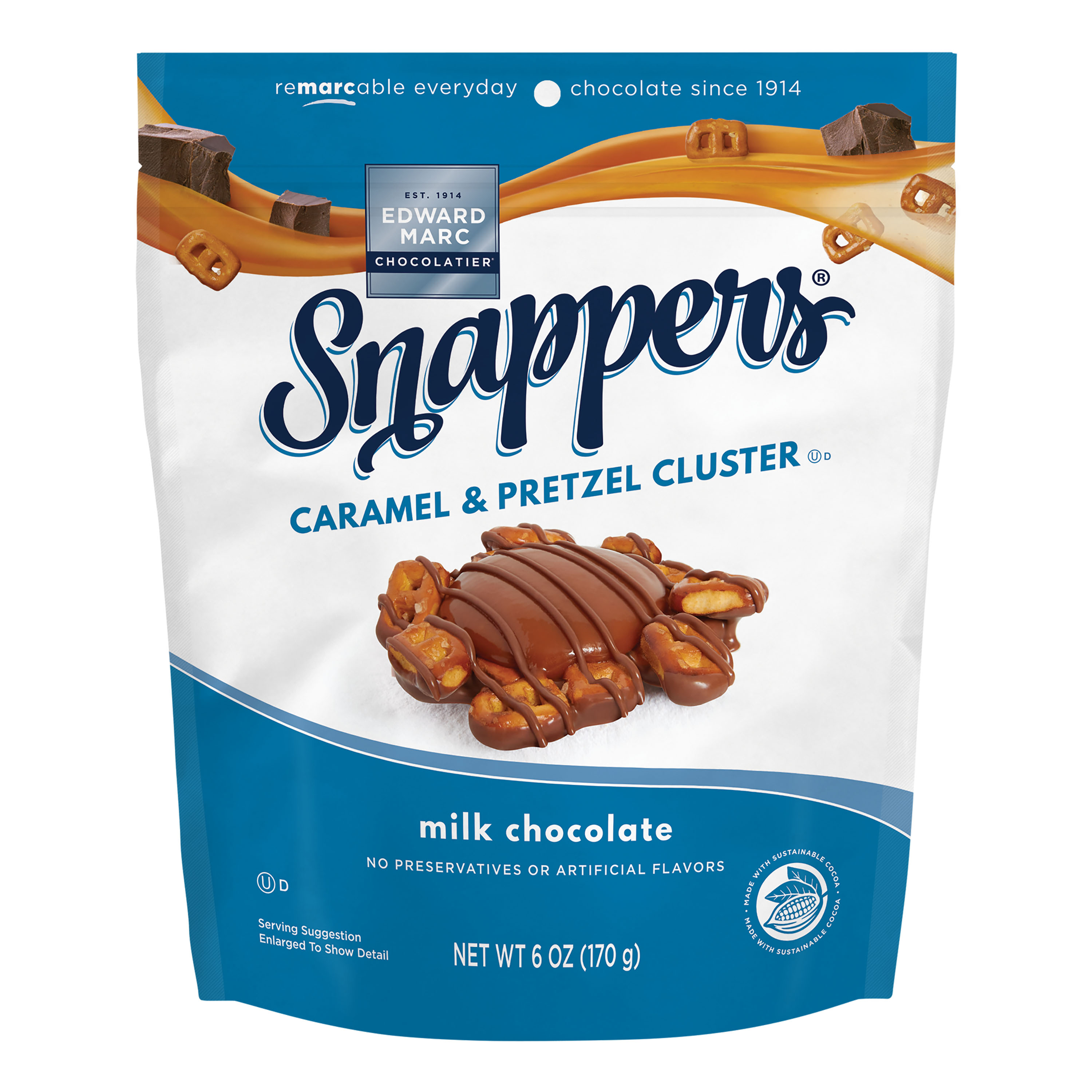 Edward Marc Snappers Milk Chocolate Caramel Pretzel Clusters - World Market