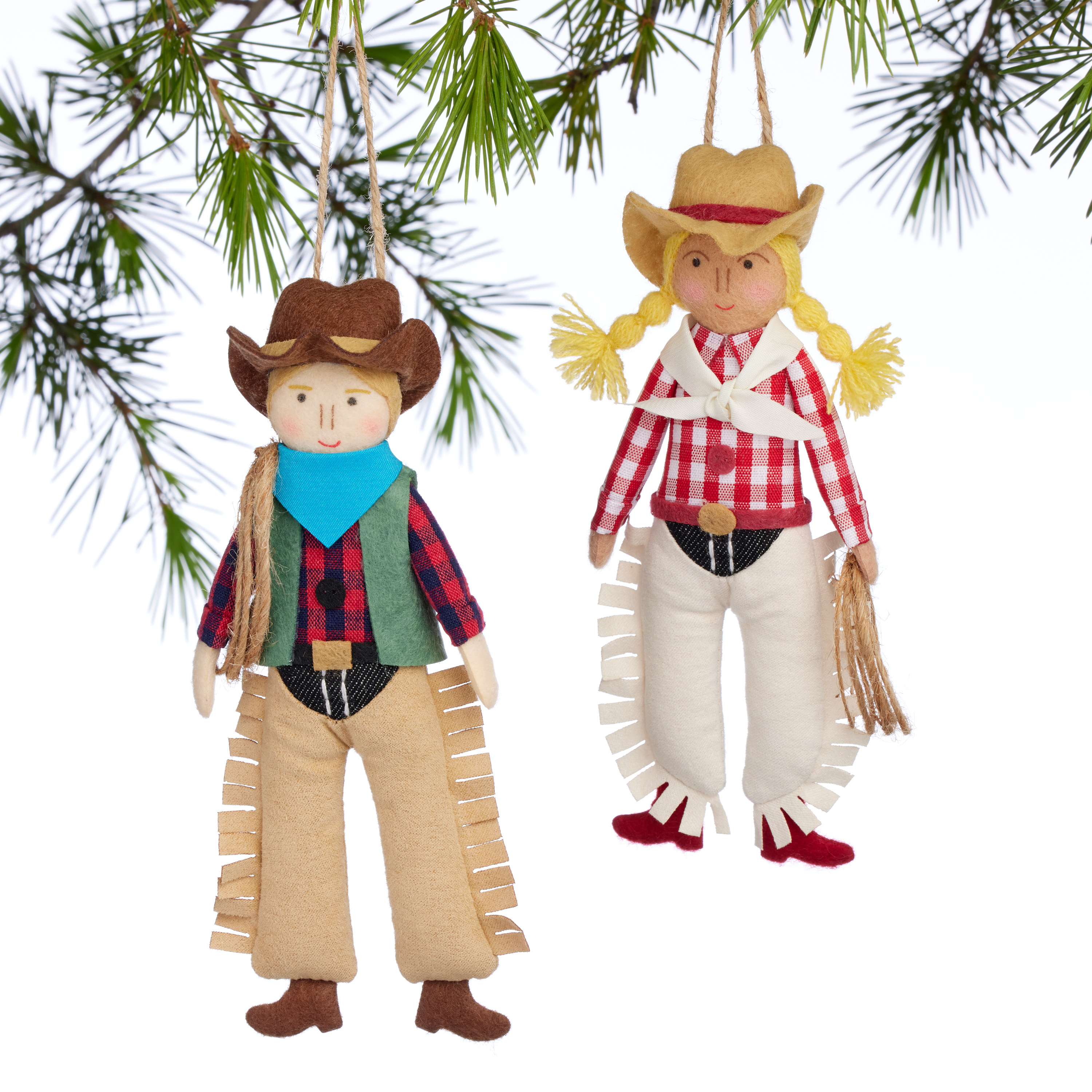 Fabric Cowhand Ornaments Set of 2 - World Market