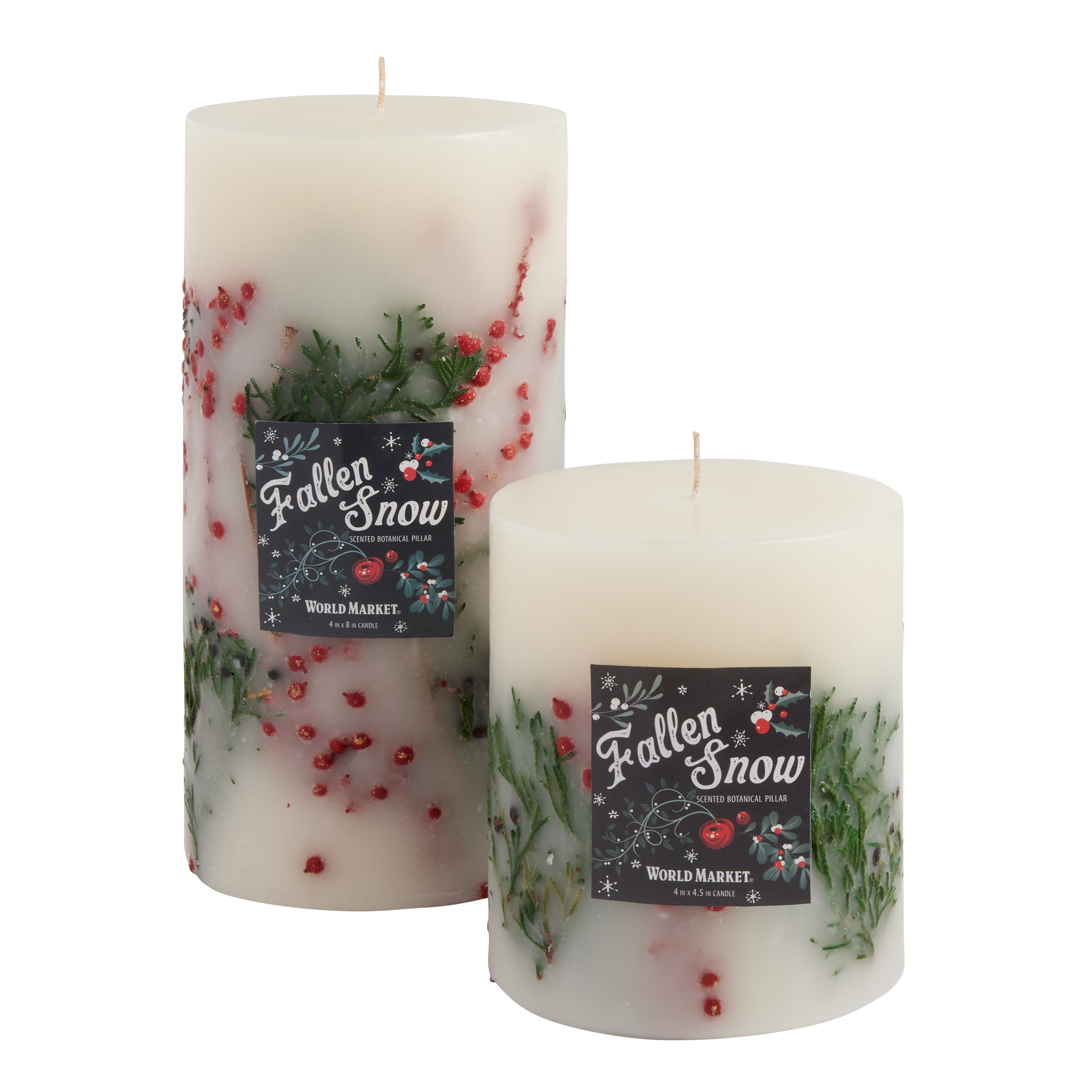 Fallen Snow Botanical Inclusion Scented Pillar Candle - World Market