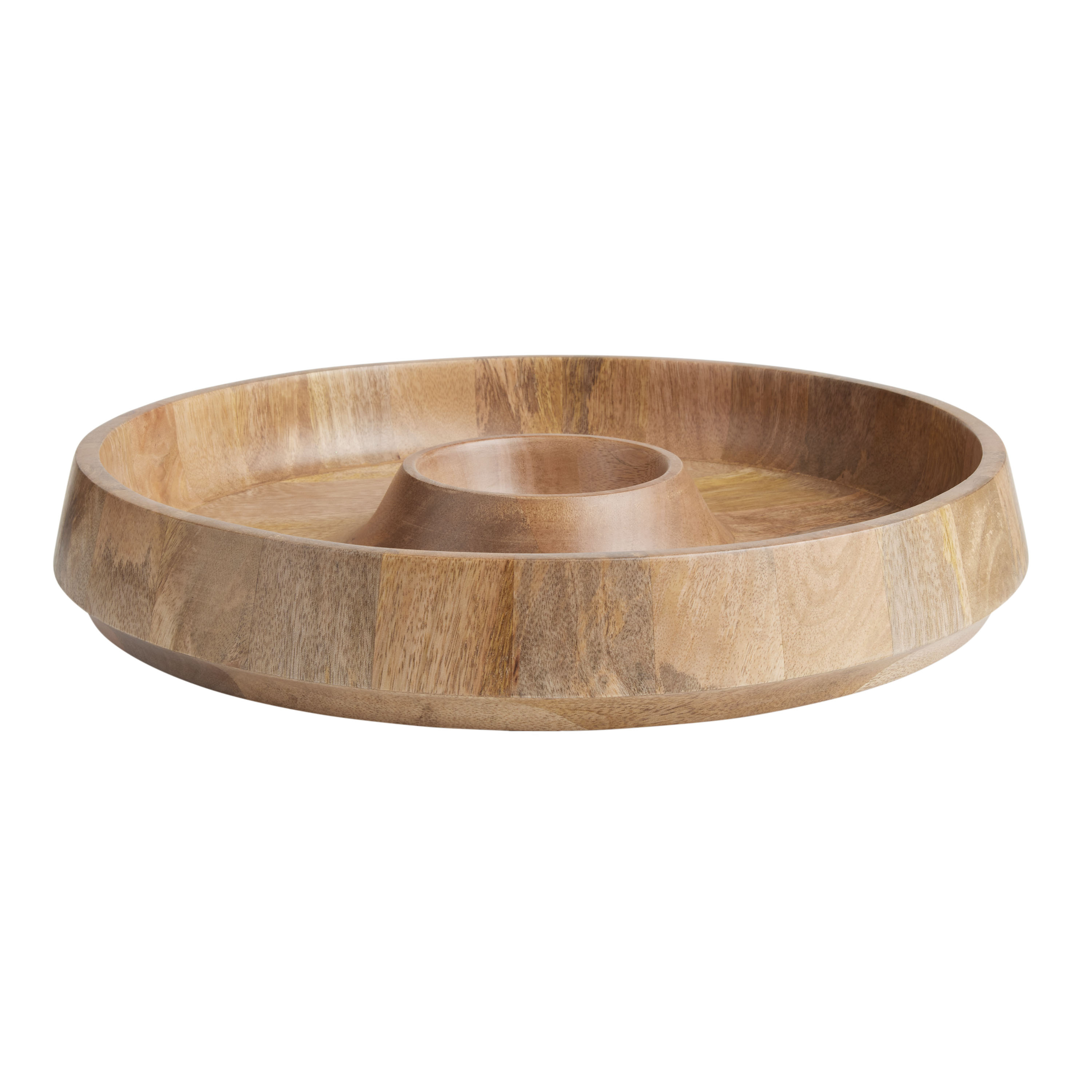 Light Mango Wood Modern Chip And Dip Serving Platter - World Market