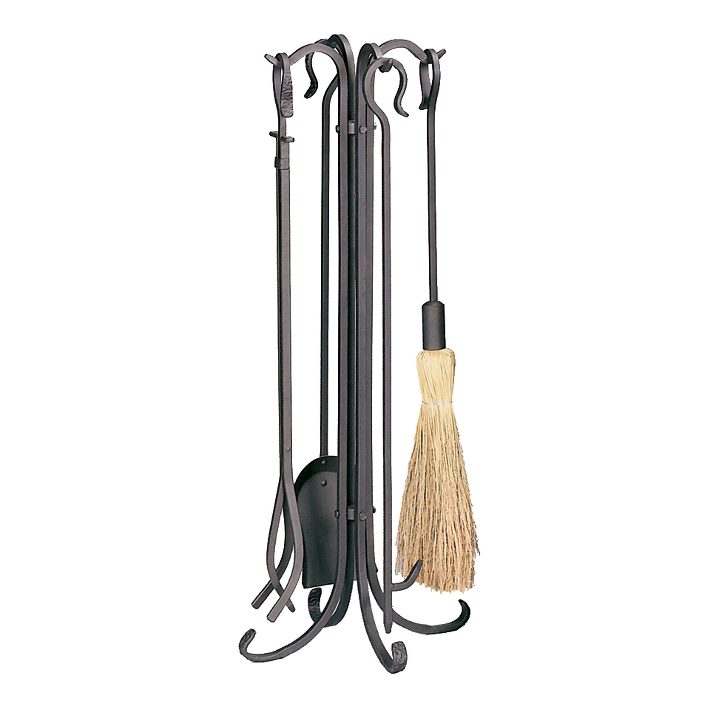 Heavyweight Bronze Crook Handle 5 Piece Fireplace Tool Set - World Market