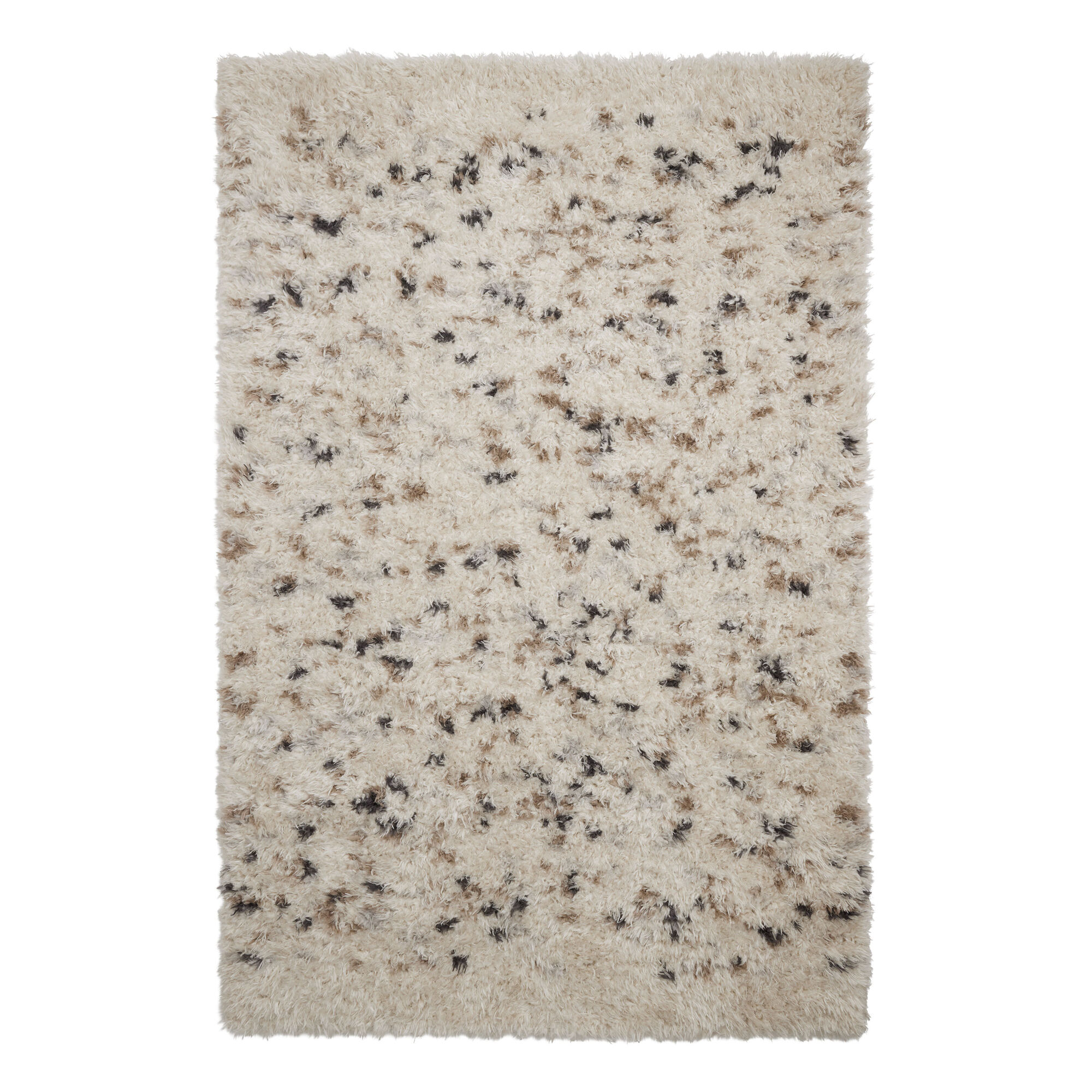 Atlas Black and Brown Speckled Ivory Shag Area Rug - World Market
