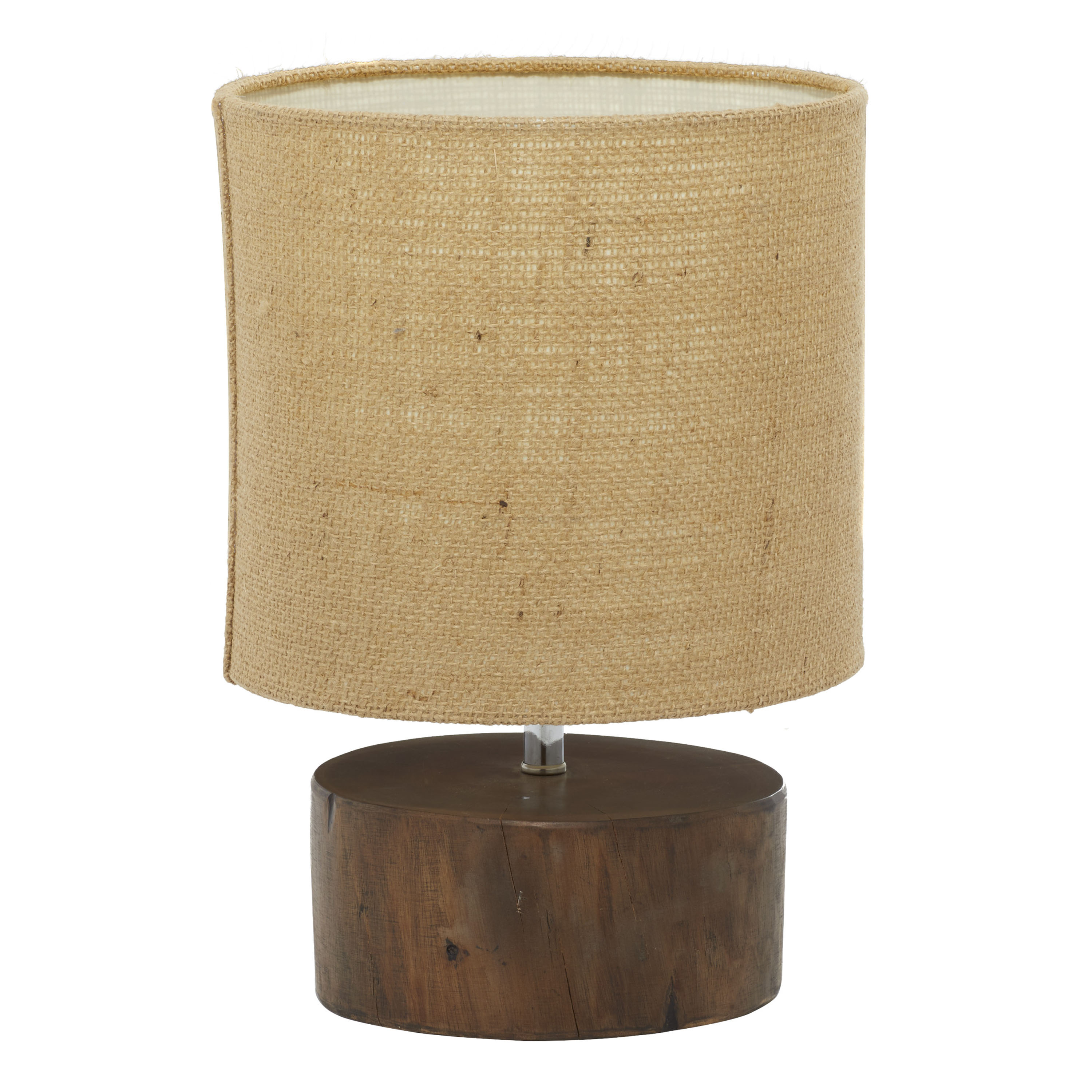 Dark Brown Mahogany Wood and Natural Jute Table Lamp - World Market