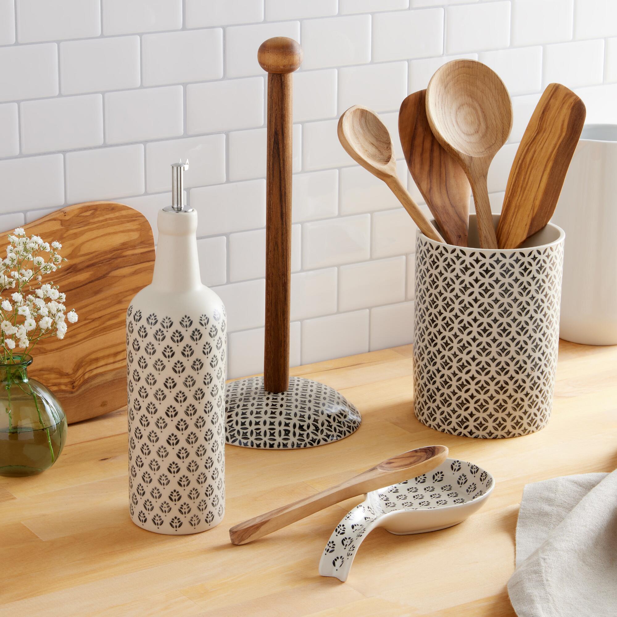 Stamped Black And Ivory Ceramic Kitchenware Collection - World Market