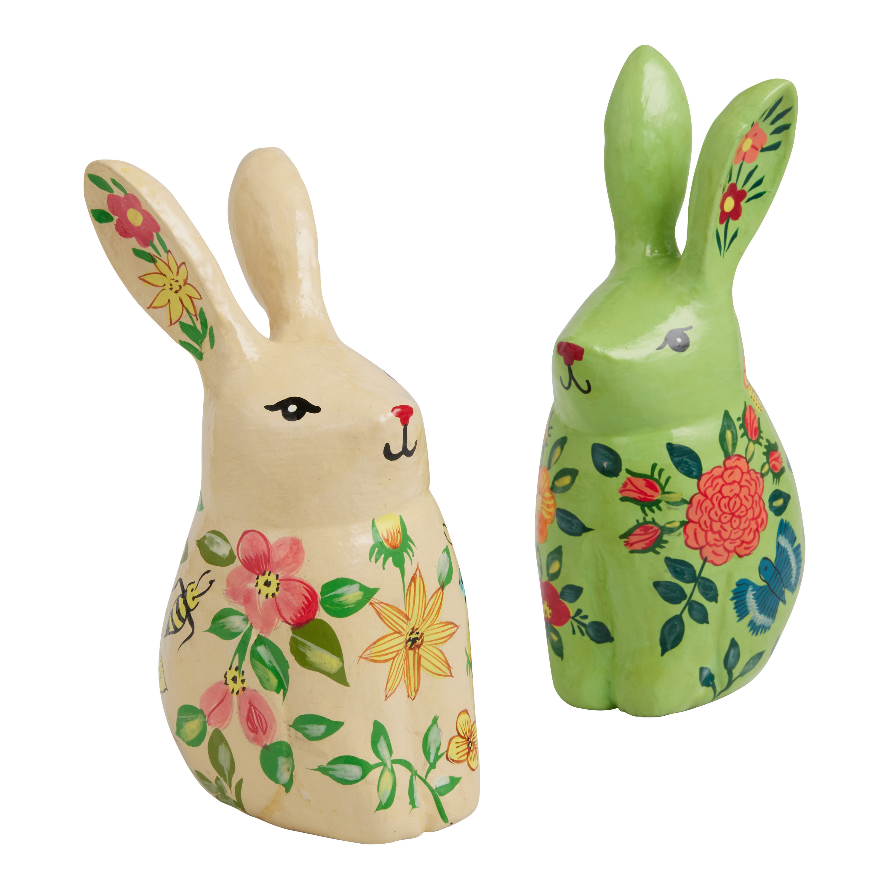 Handmade Paper Mache Floral Rabbit Decor - World Market