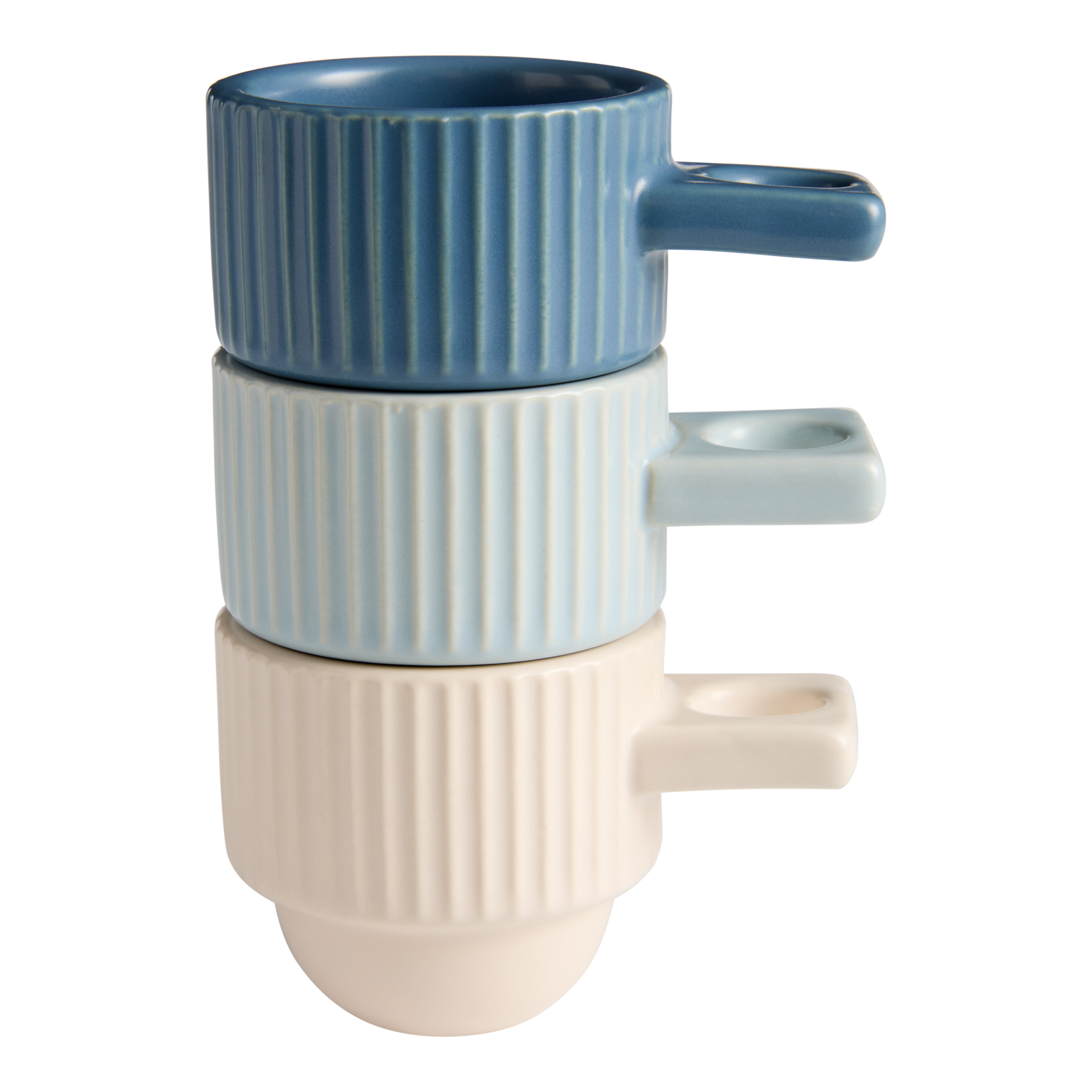 Cool Tone Stackable Espresso Mugs Set of 3 - World Market