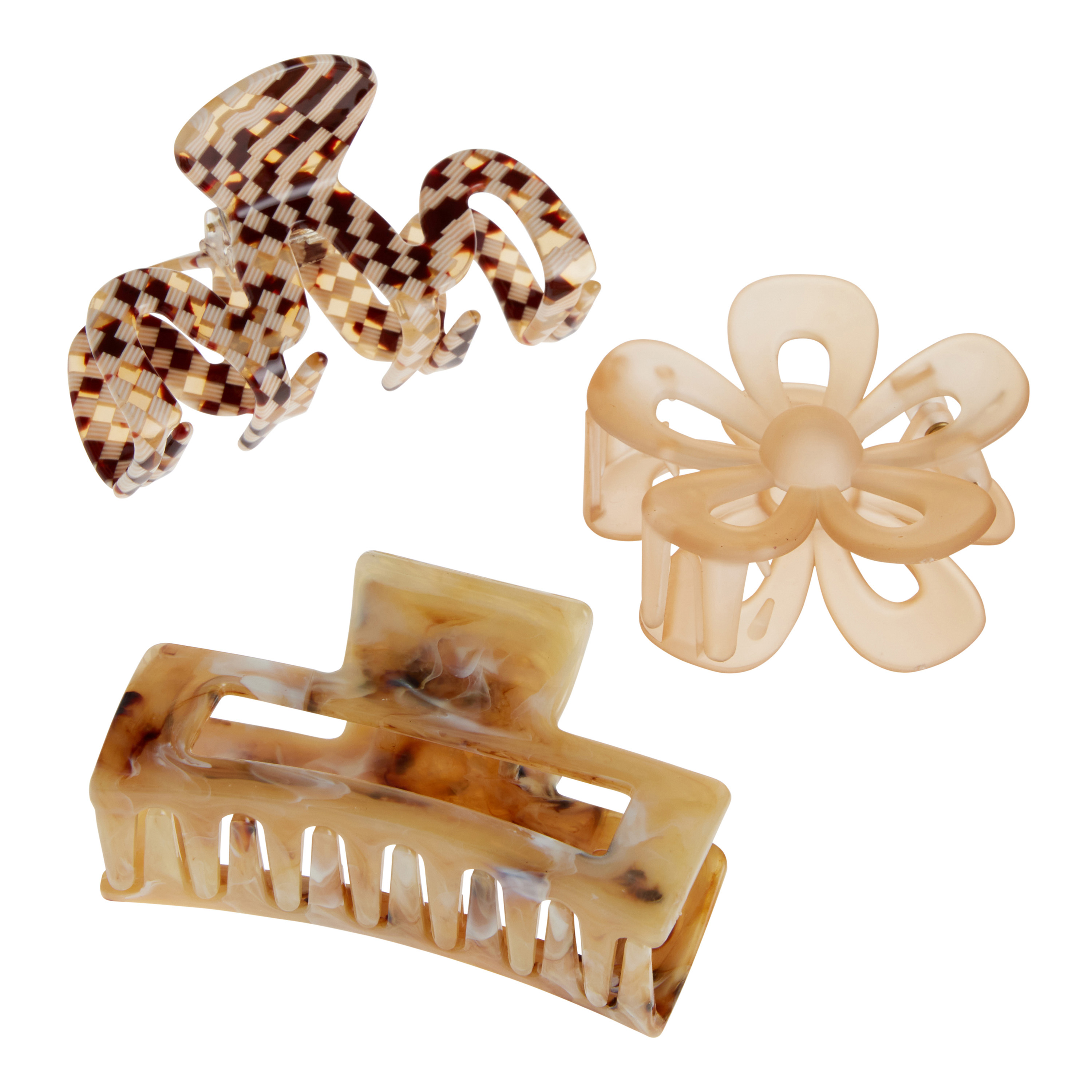 Natural and Brown Assorted Claw Clips 3 Pack - World Market
