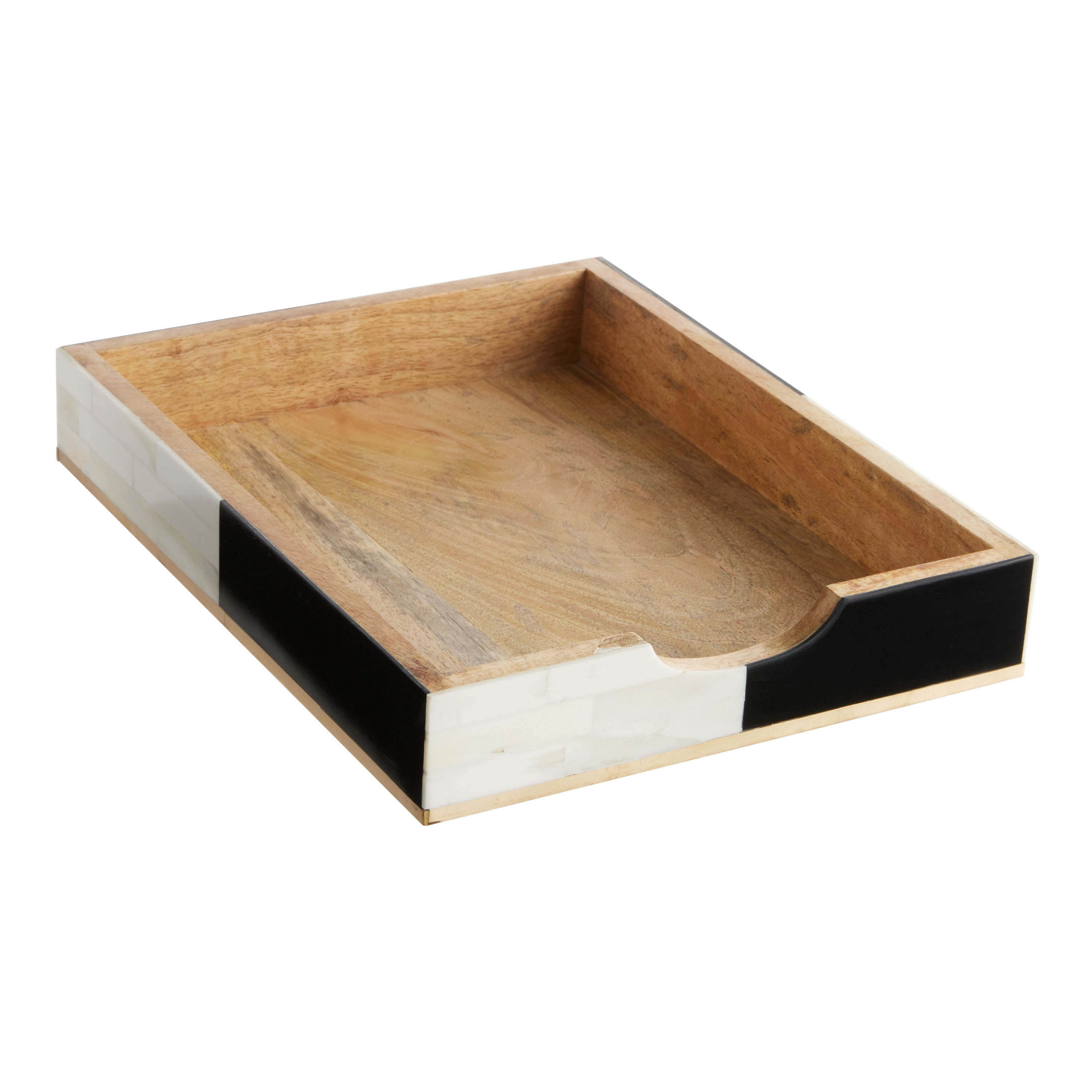 Sadie Black And White Bone Inlay Paper Tray - World Market