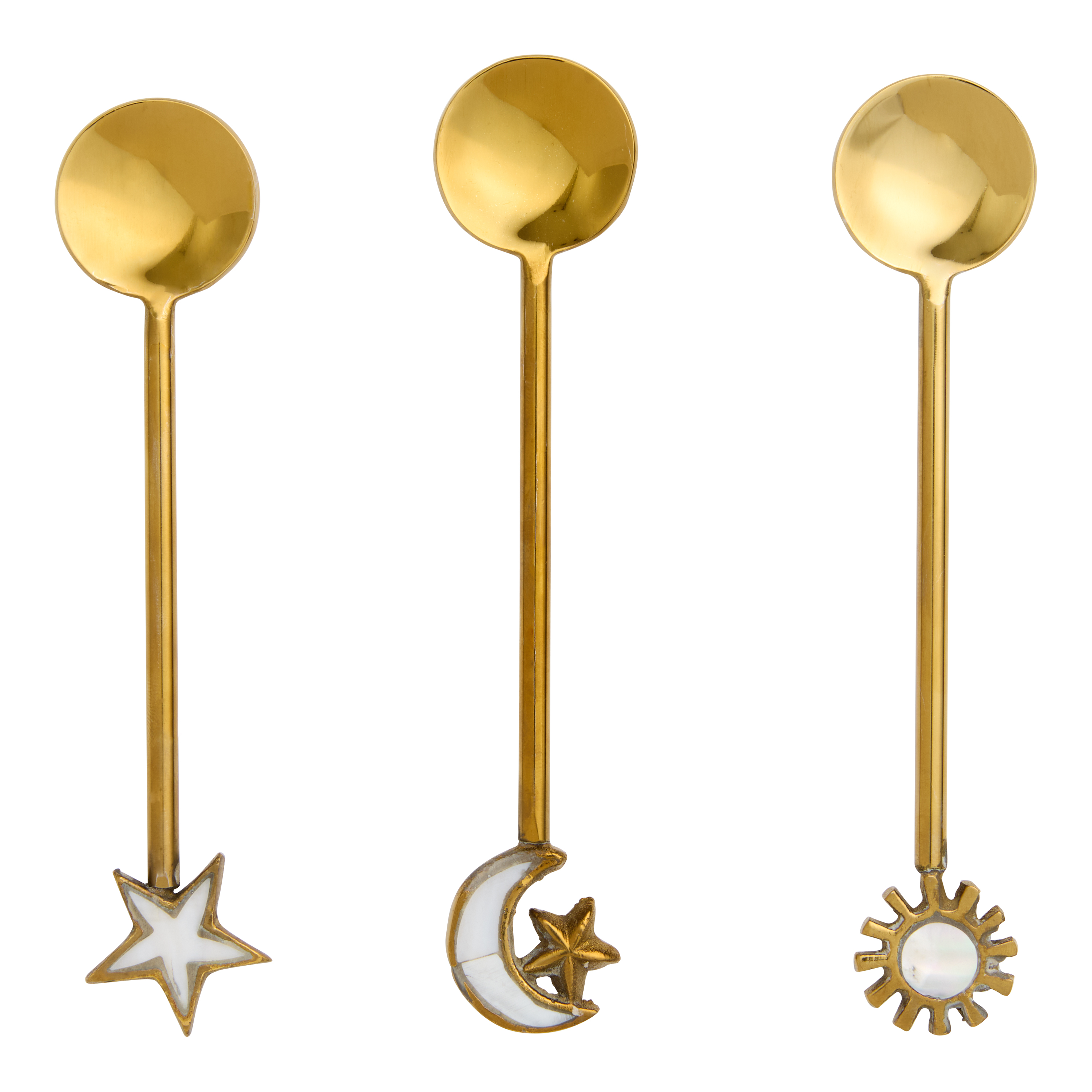 Gold Mother of Pearl Celestial Cocktail Spoons 3 Pack - World Market