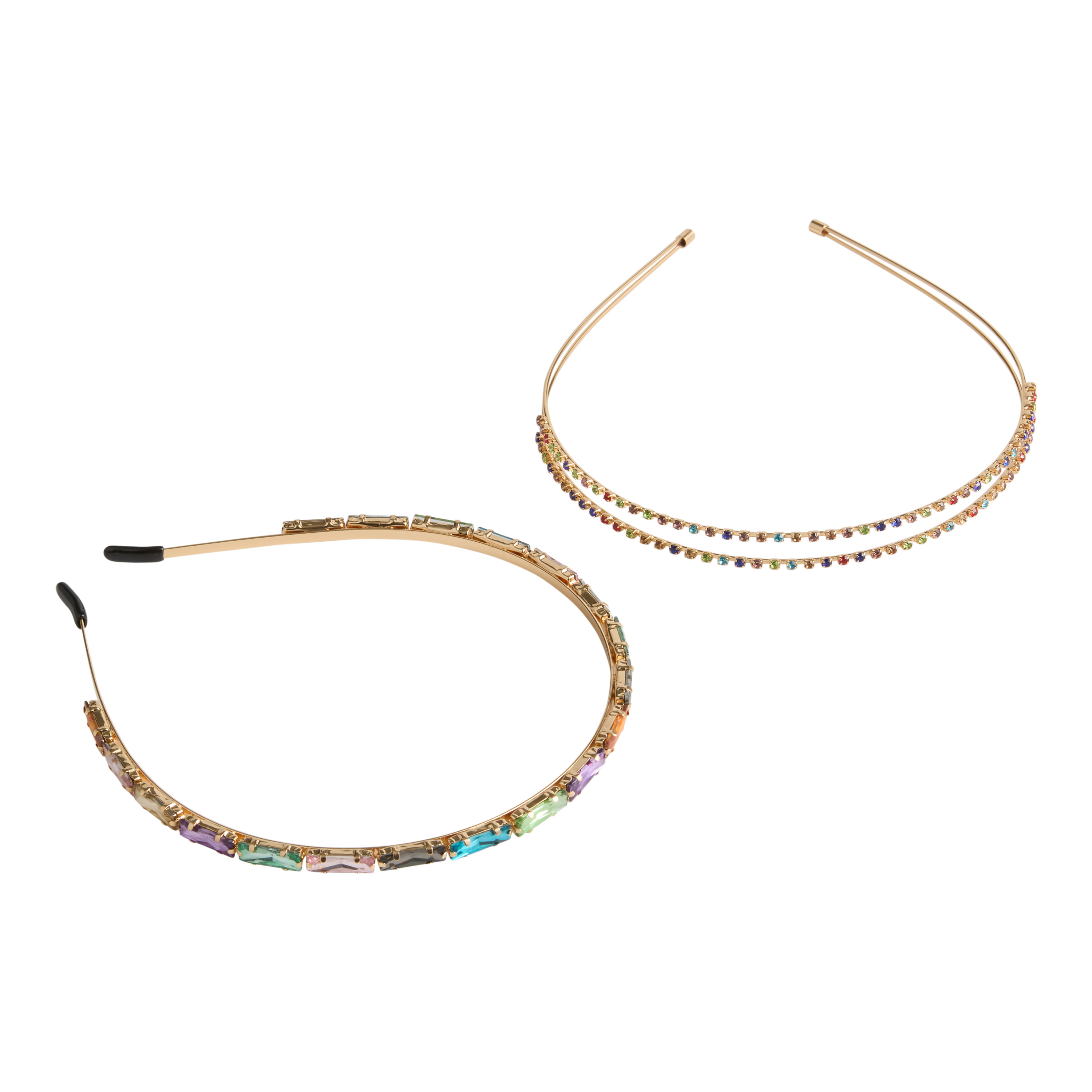 Gold Metal and Multicolor Jewel Beaded Headbands 2 Pack - World Market