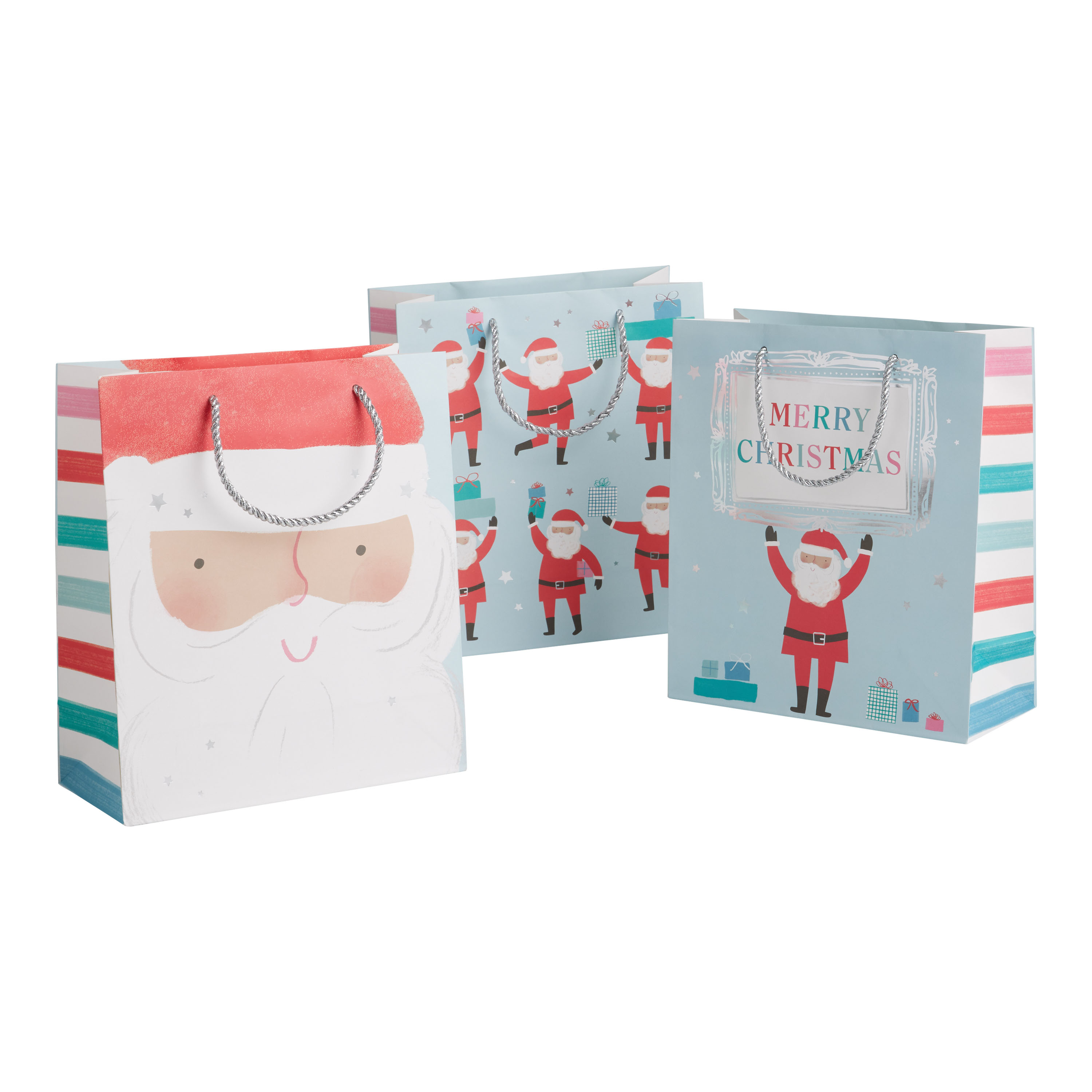 Large Santa Merry Christmas Holiday Gift Bags 3 Pack - World Market