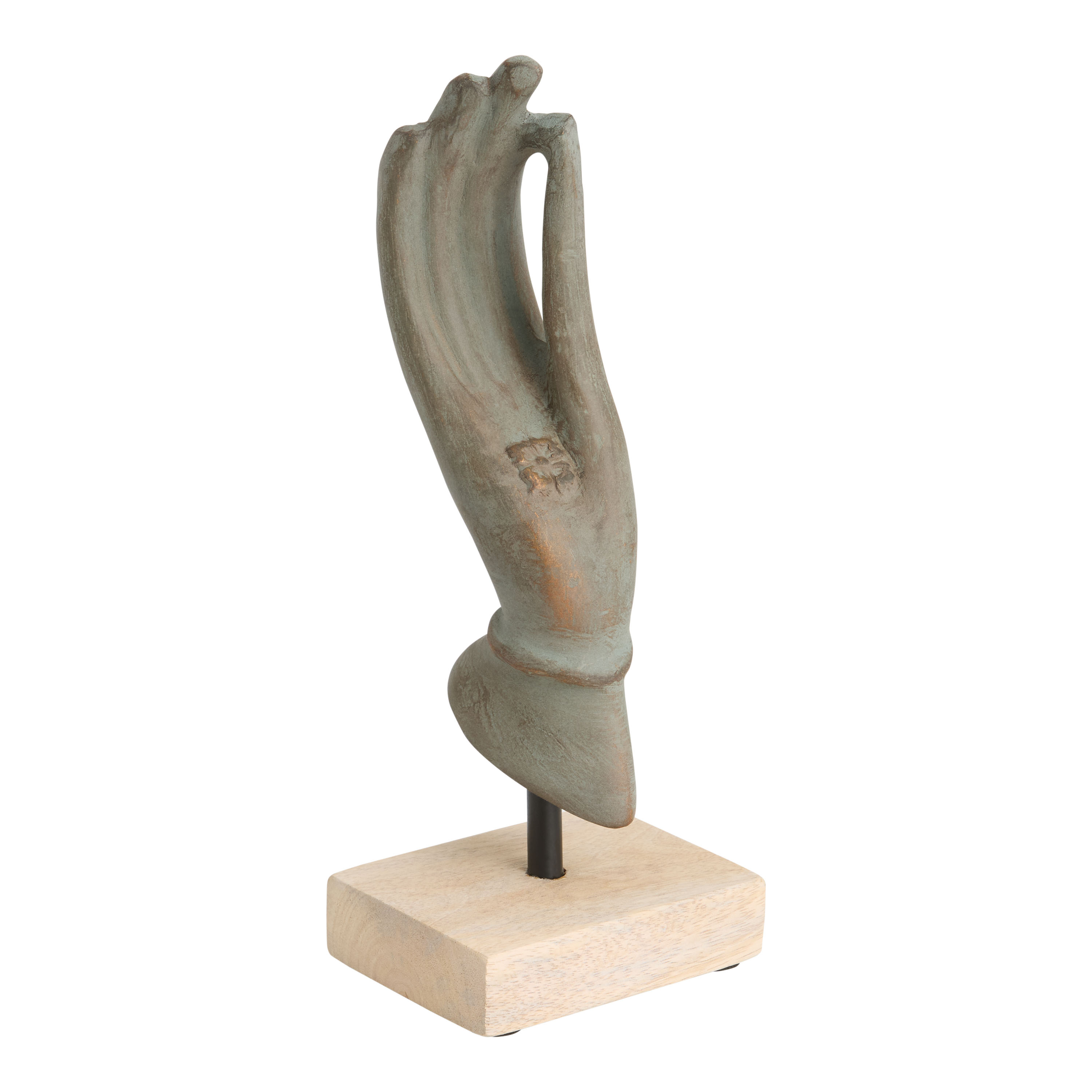 Bronze Metal and Wood Mudra Hand Decor - World Market