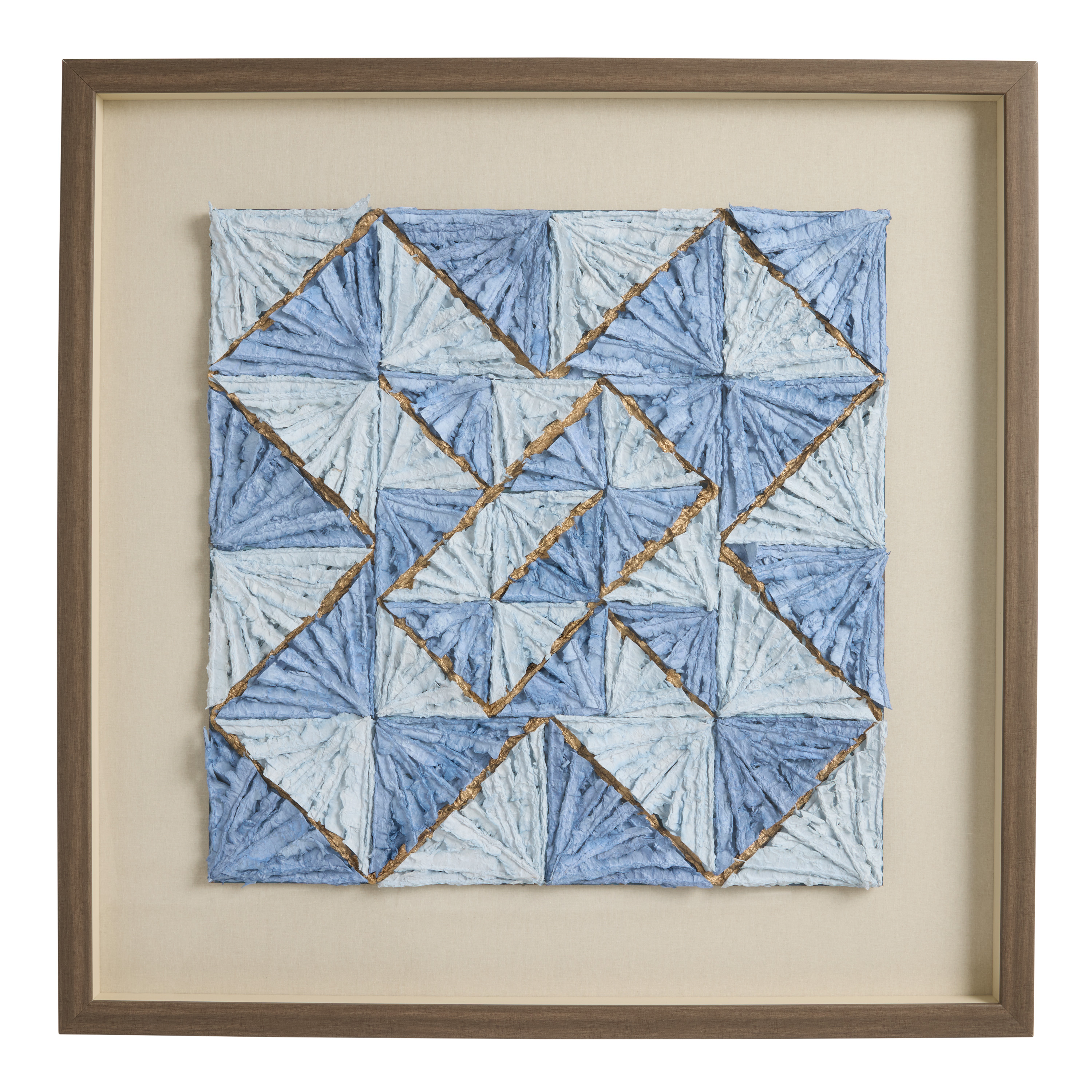 Denim Blue Rice Paper Geo Shadow Box Wall Art - World Market