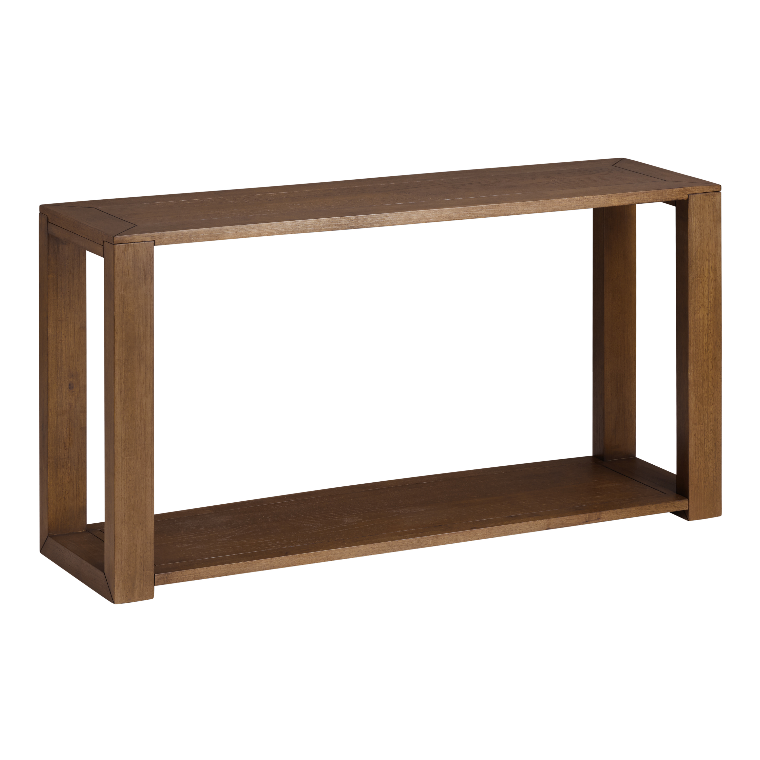 Marlen Wood Block Console Table with Shelf - World Market