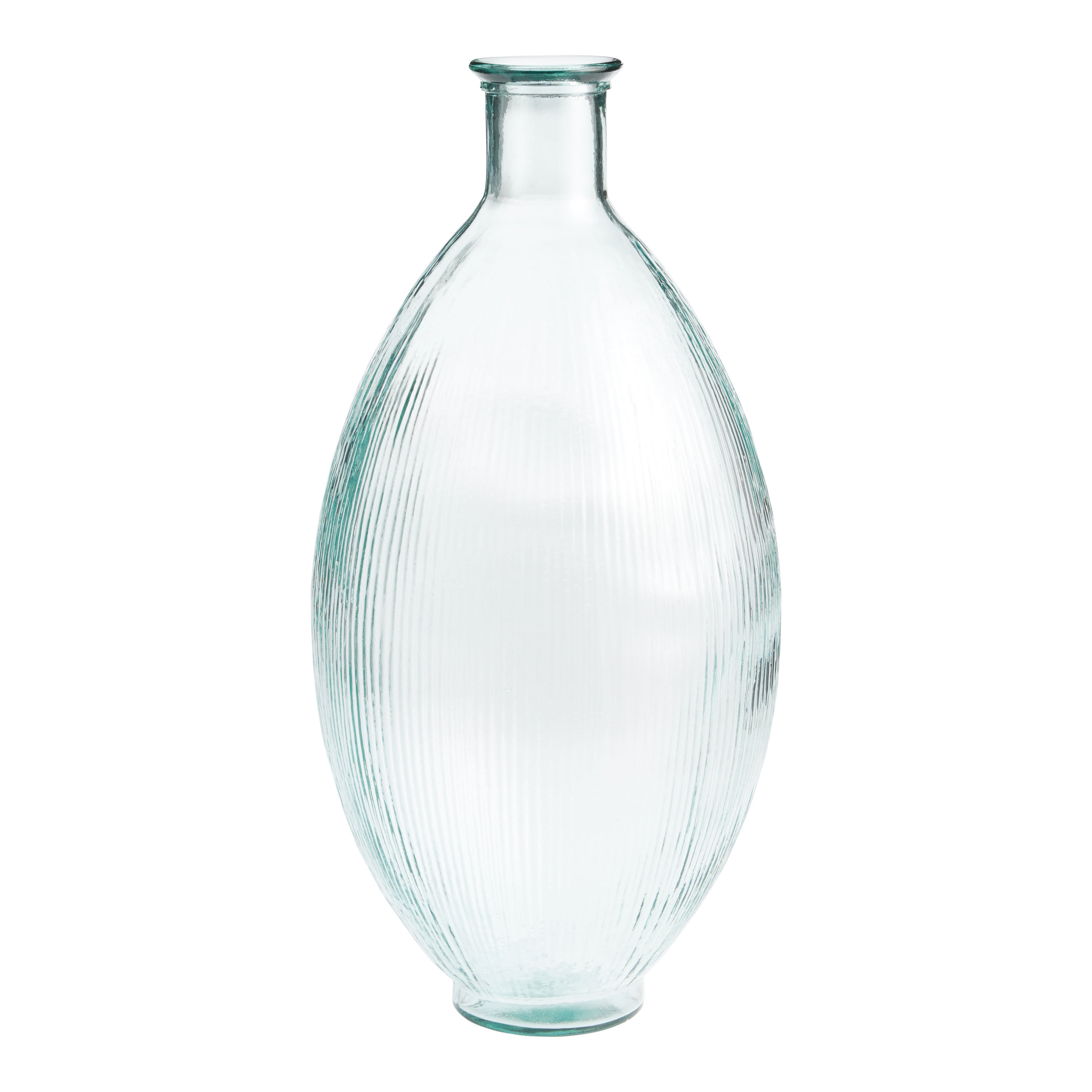 Narrow Recycled Glass Ribbed Floor Vase - World Market