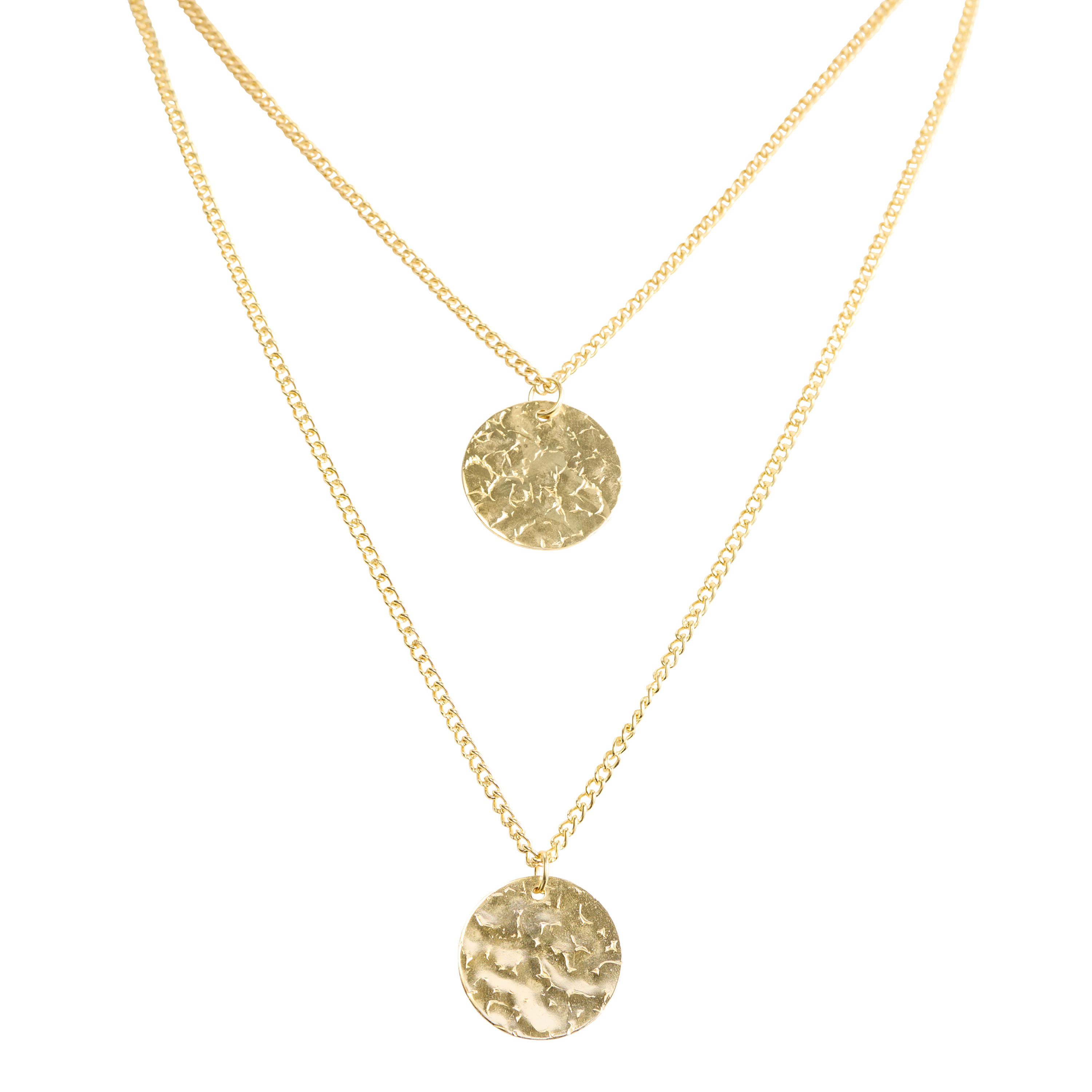 Gold Hammered Coin Multistrand Necklace - World Market